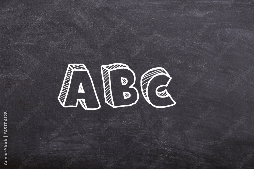 Abc letters chalk written on schoolboard vector blackbaord and font ...