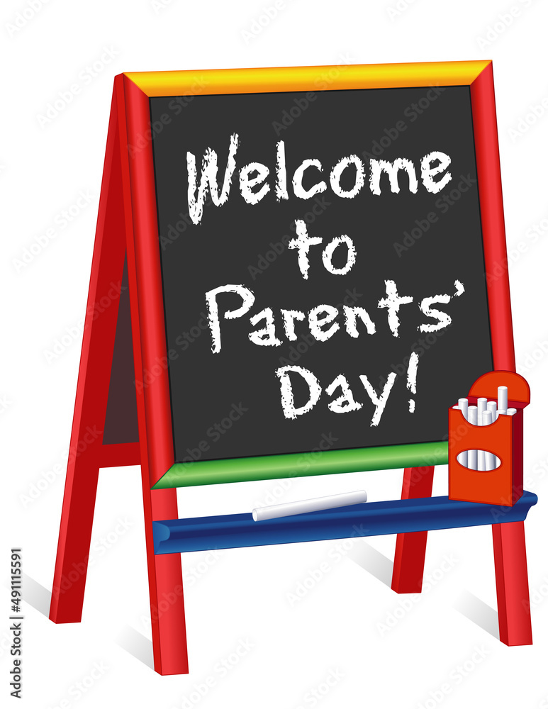 Welcome to Parents' Day sign, greeting on multi-color wood children’s ...