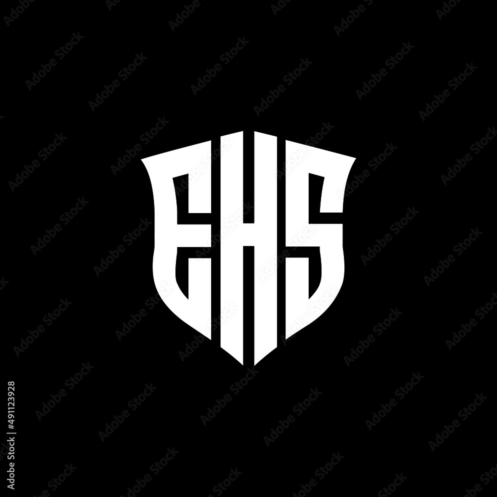 EHS letter logo design with black background in illustrator, cube logo, vector logo, modern ...
