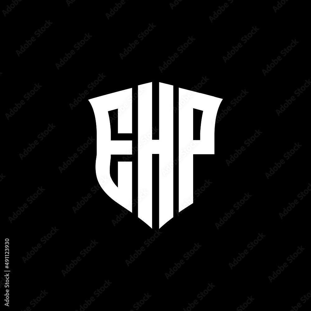 EHP letter logo design with black background in illustrator, cube logo ...