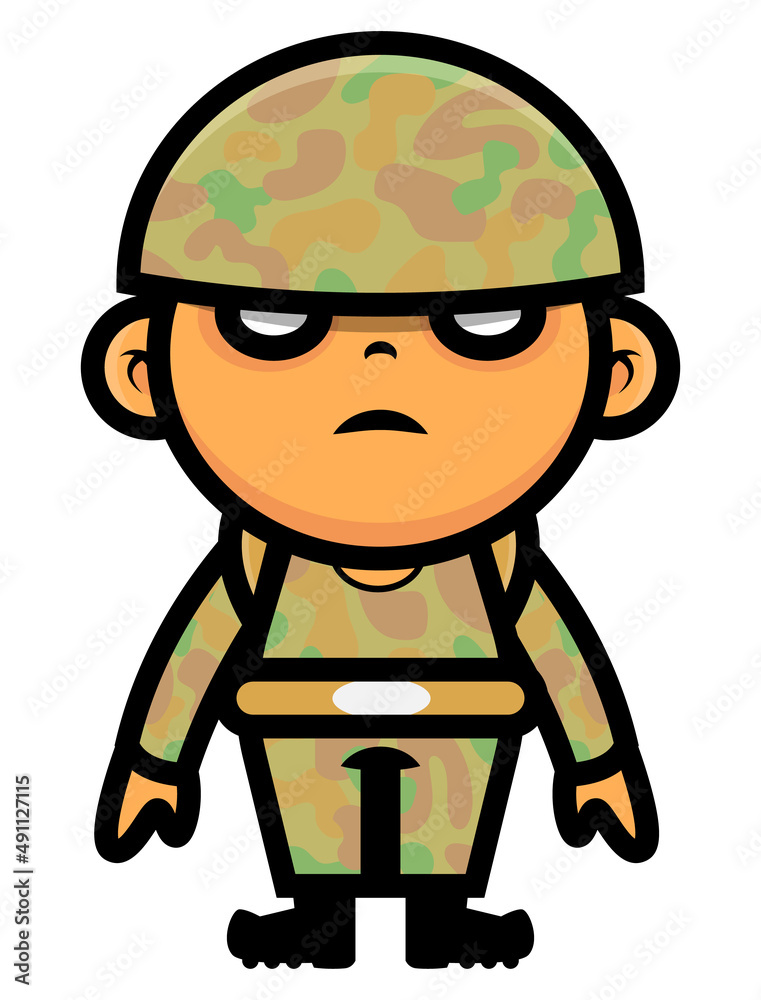 Cartoon illustration of Soldier get ready to war, best for sticker ...