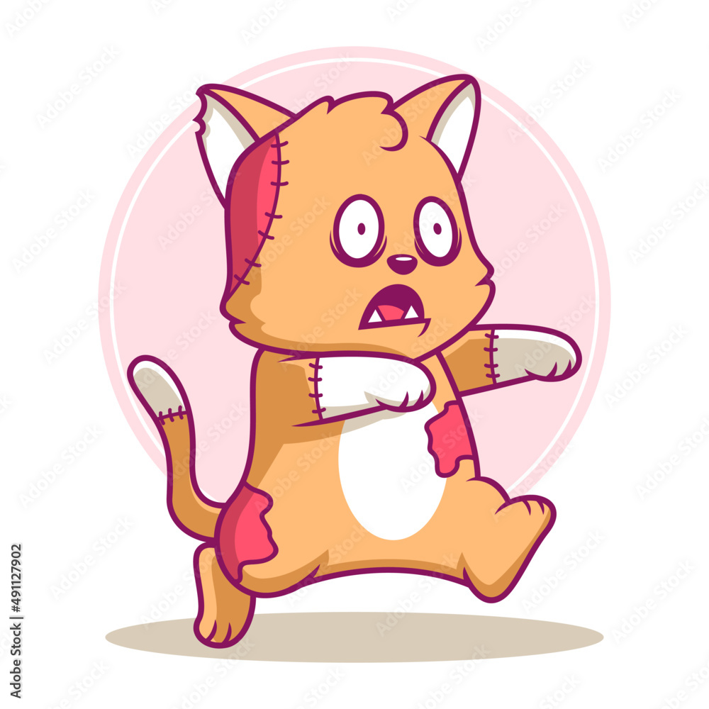 cute zombie cat cartoon illustration Stock Vector | Adobe Stock