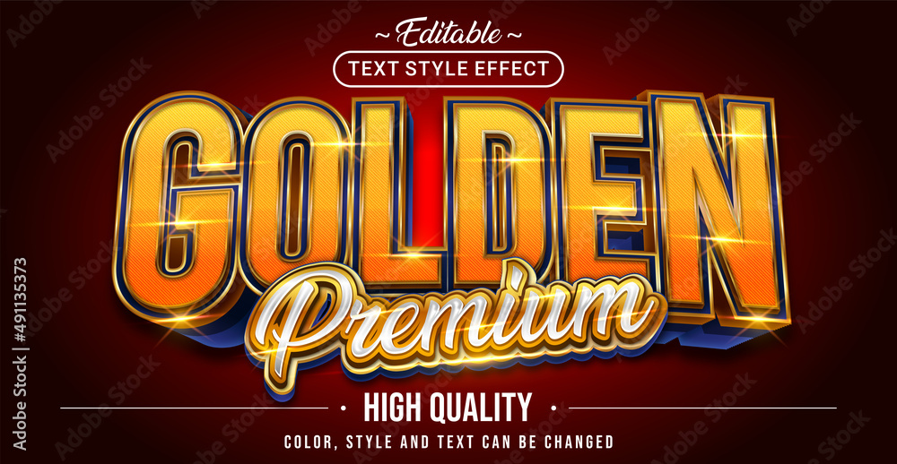 Editable text style effect - Golden Premium text style theme. Stock ...