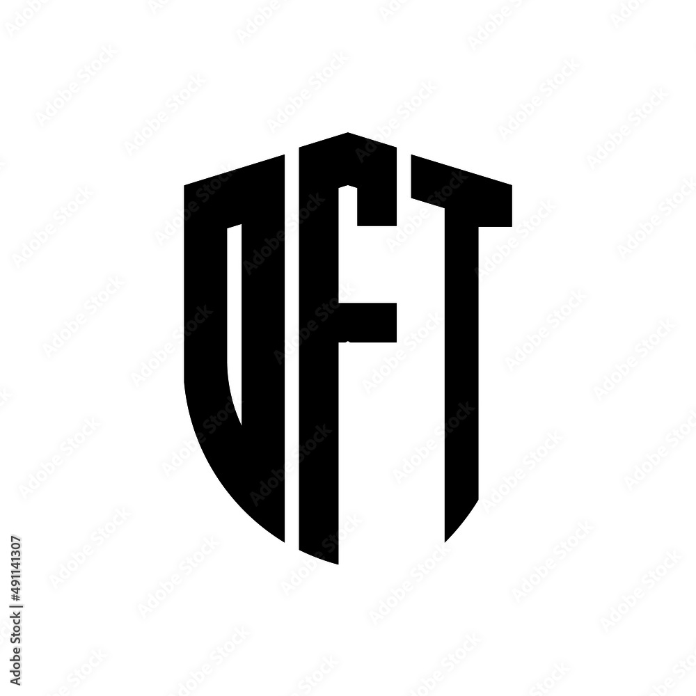 DFT letter logo design. DFT modern letter logo with black background ...