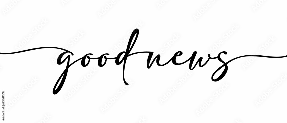 Good News - Continuous one line calligraphy. Minimalistic handwriting ...