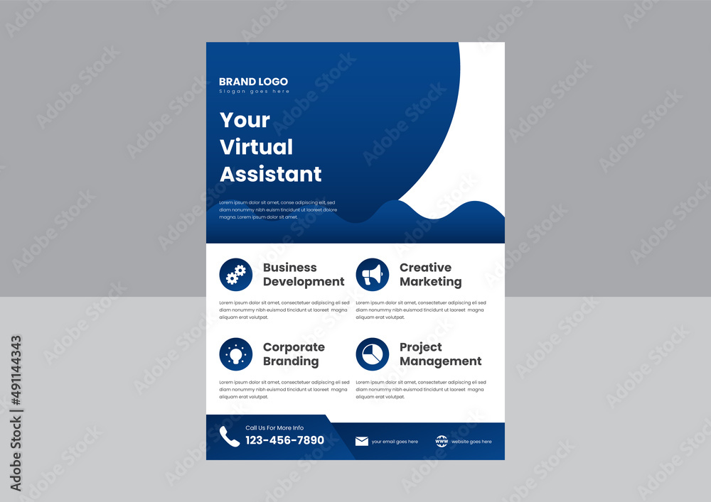 virtual assistant service poster leaflet design. data entry virtual ...