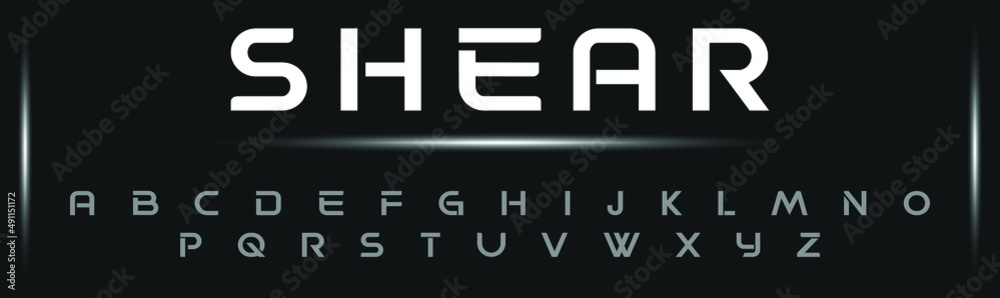 SHEAR, a sport gaming tech futuristic alphabet letter font. Luxury ...