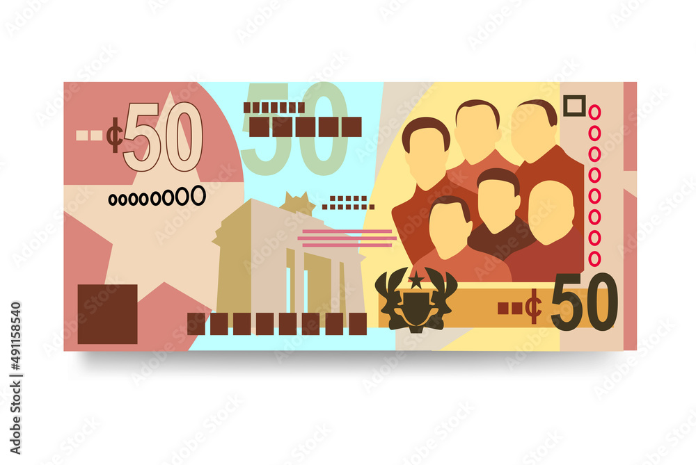 Ghana Cedi Vector Illustration. Ghanaian money set bundle banknotes ...