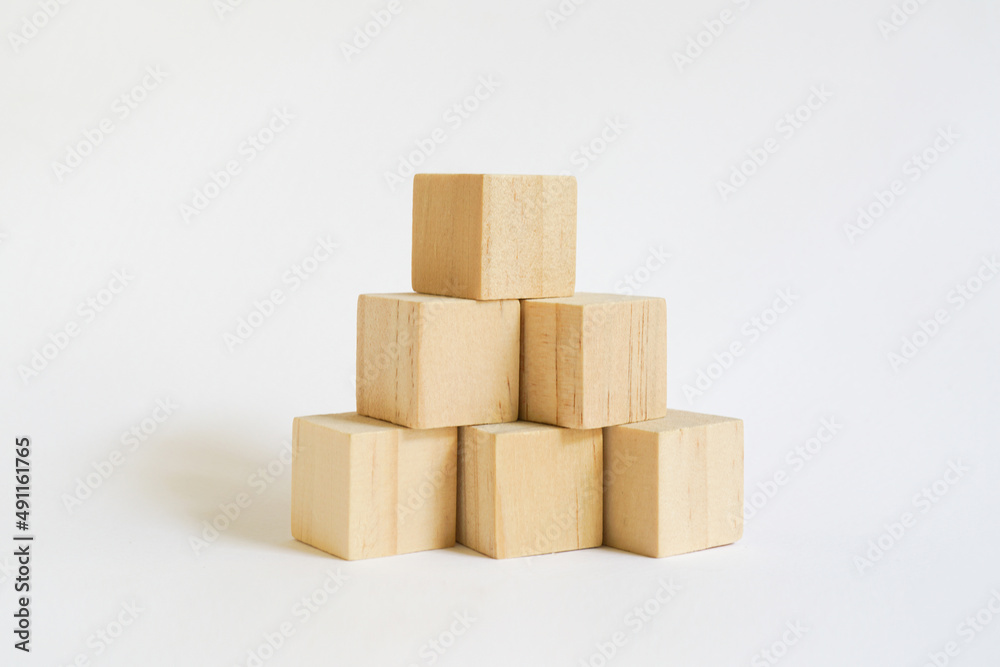 pyramid blank wooden block isolated on white background for graphic ...