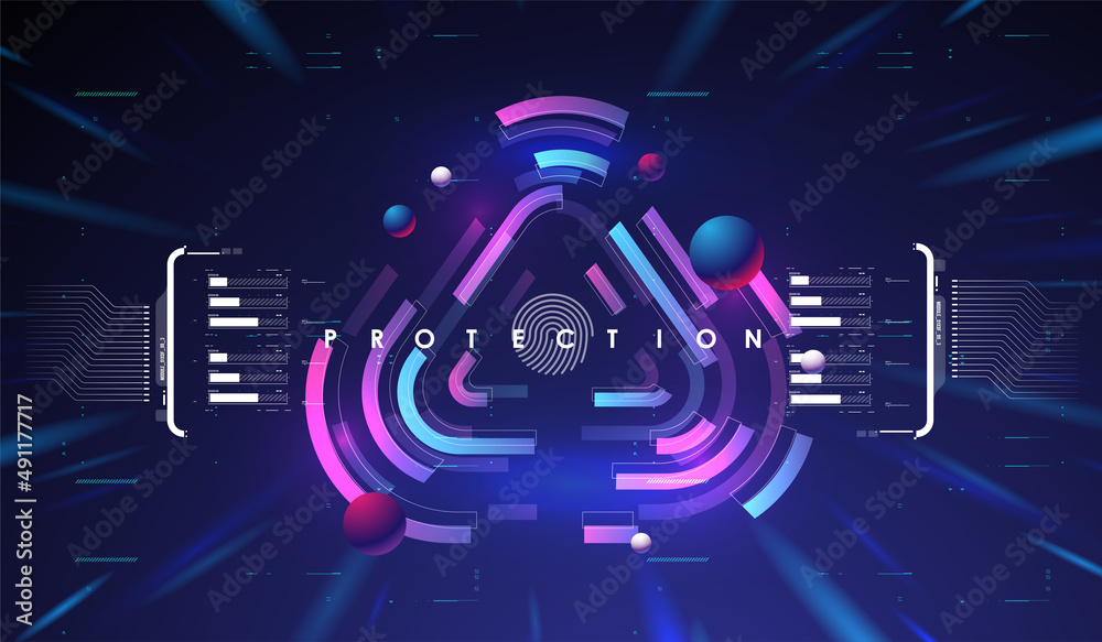 Cyber security. Online information protect, internet digital technology ...