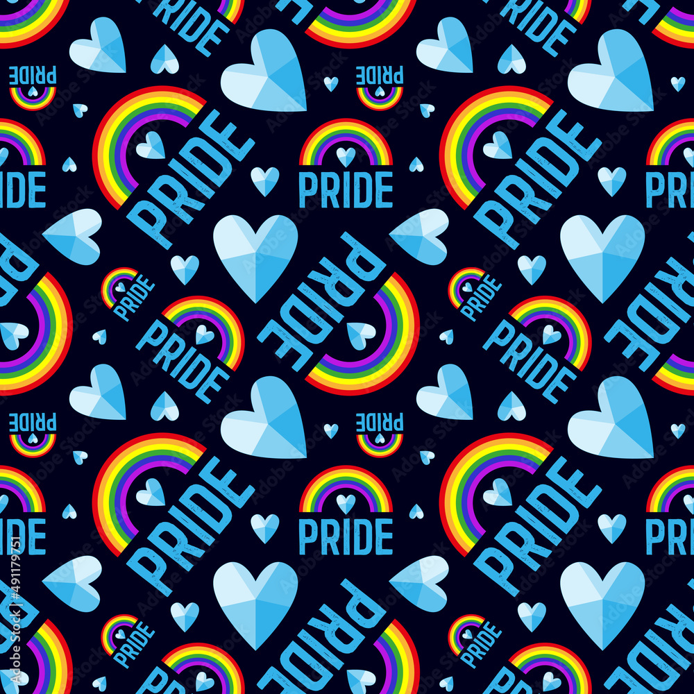 Pattern pride with hearts. Vector abstract seamless pattern. Crystal ...