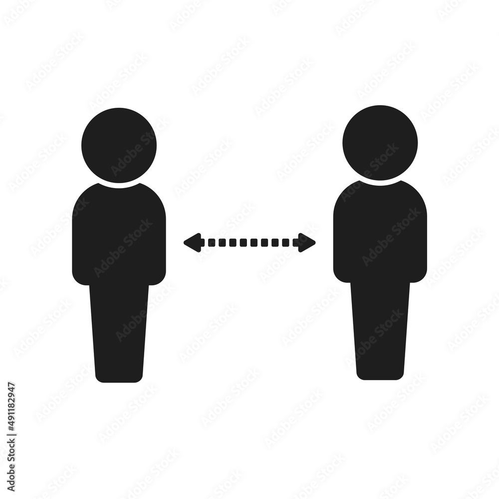 離れたふたりの人のアイコン・ピクトグラム - ソーシャルディスタンス・コロナウイルス感染予防のイメージ素材 素材庫向量圖 | Adobe Stock