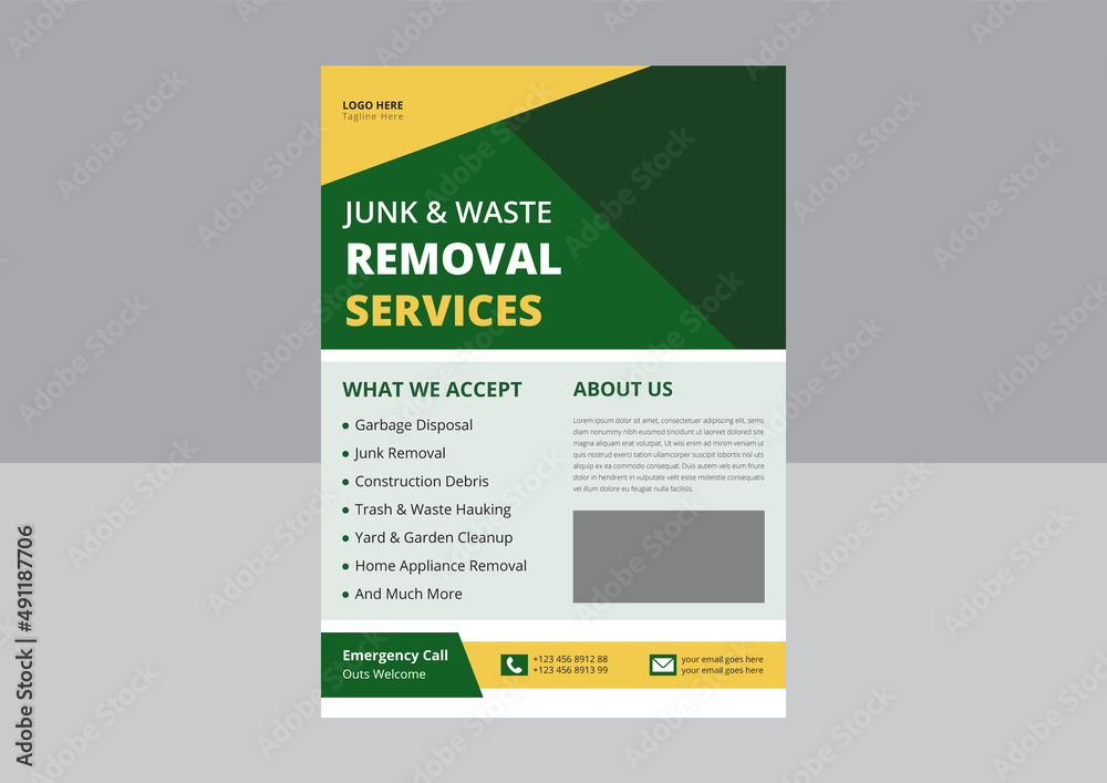 Vetor de Junk removal service flyer template. Waste removal poster ...