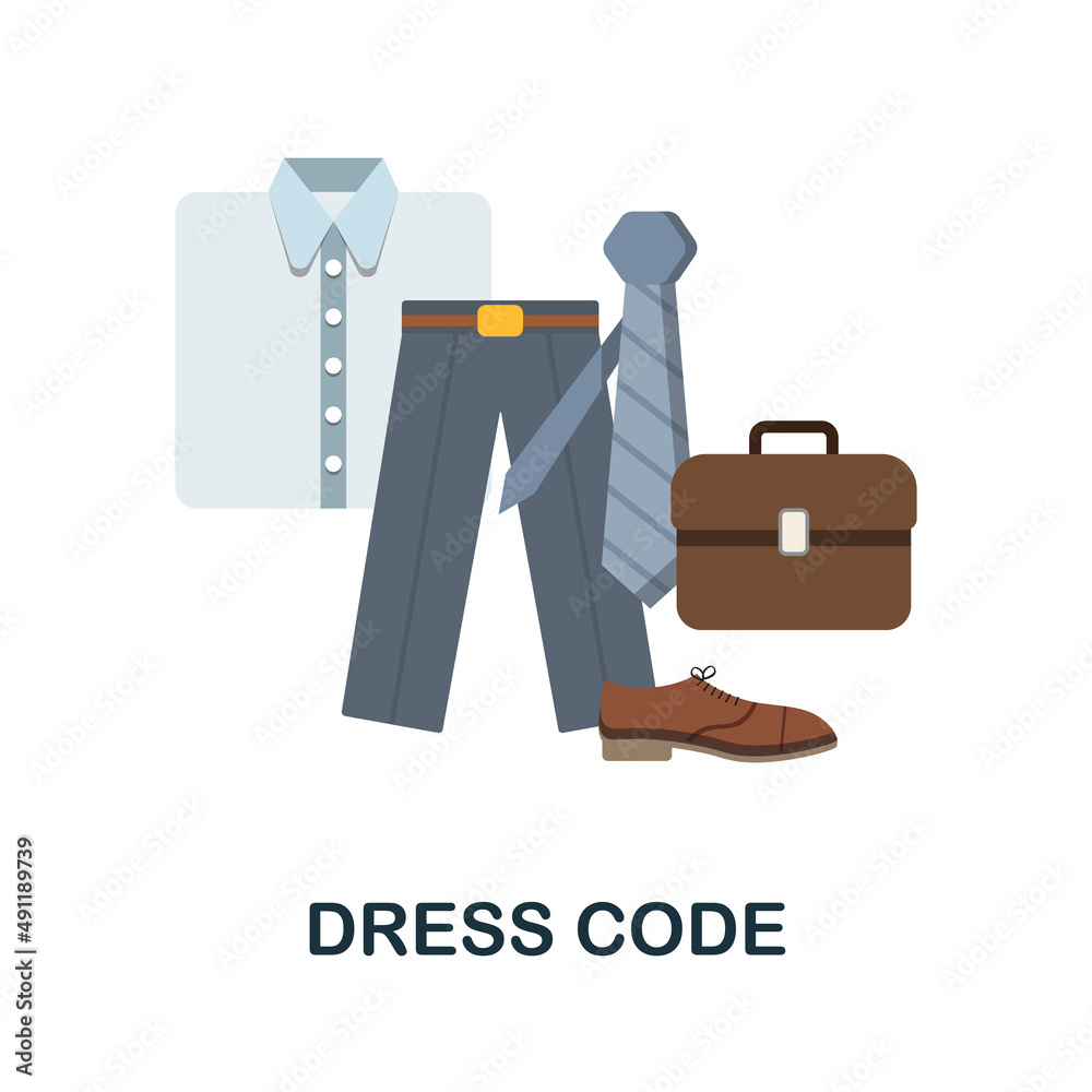 Dress Code flat icon. Colored element sign from work from office ...