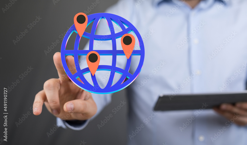 Global telecommunication network around the World with connections ...