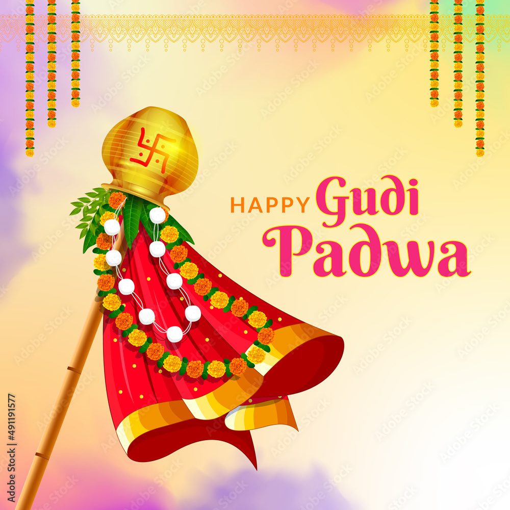 Traditional Gudhi for Indian New Year festival Gudi Padwa (Ugadi) Stock ...