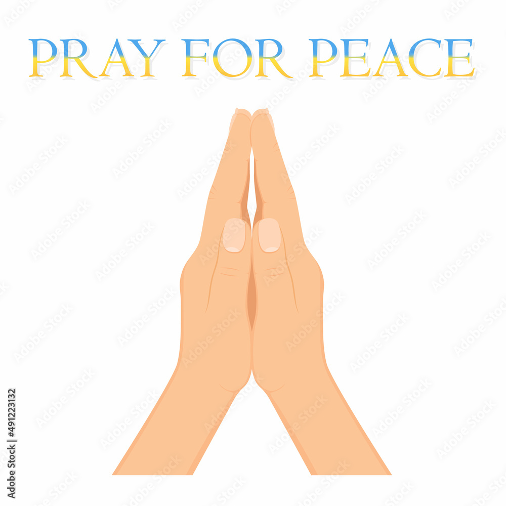 Human hands folded in prayer. Hand pray symbol, isolated on white ...