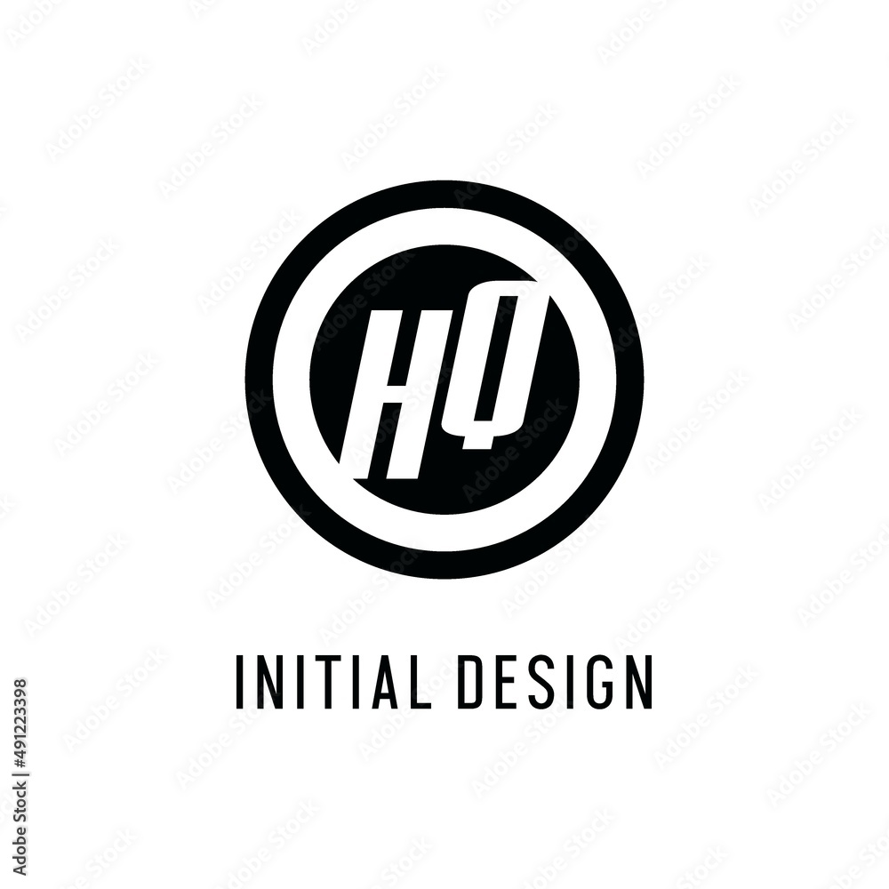 Initial HQ logo concentric circle line, clean and simple monogram logo style Stock Vector ...