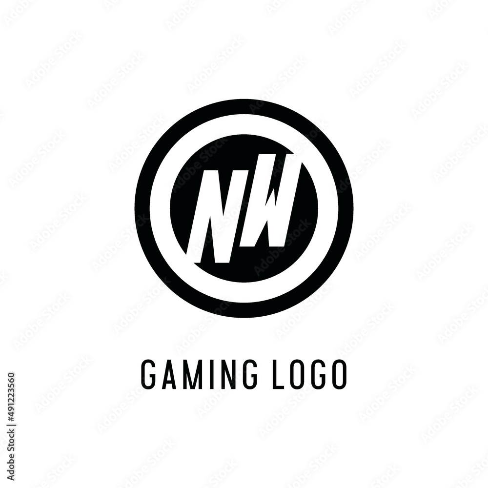 Initial NW logo concentric circle line, clean and simple monogram logo ...