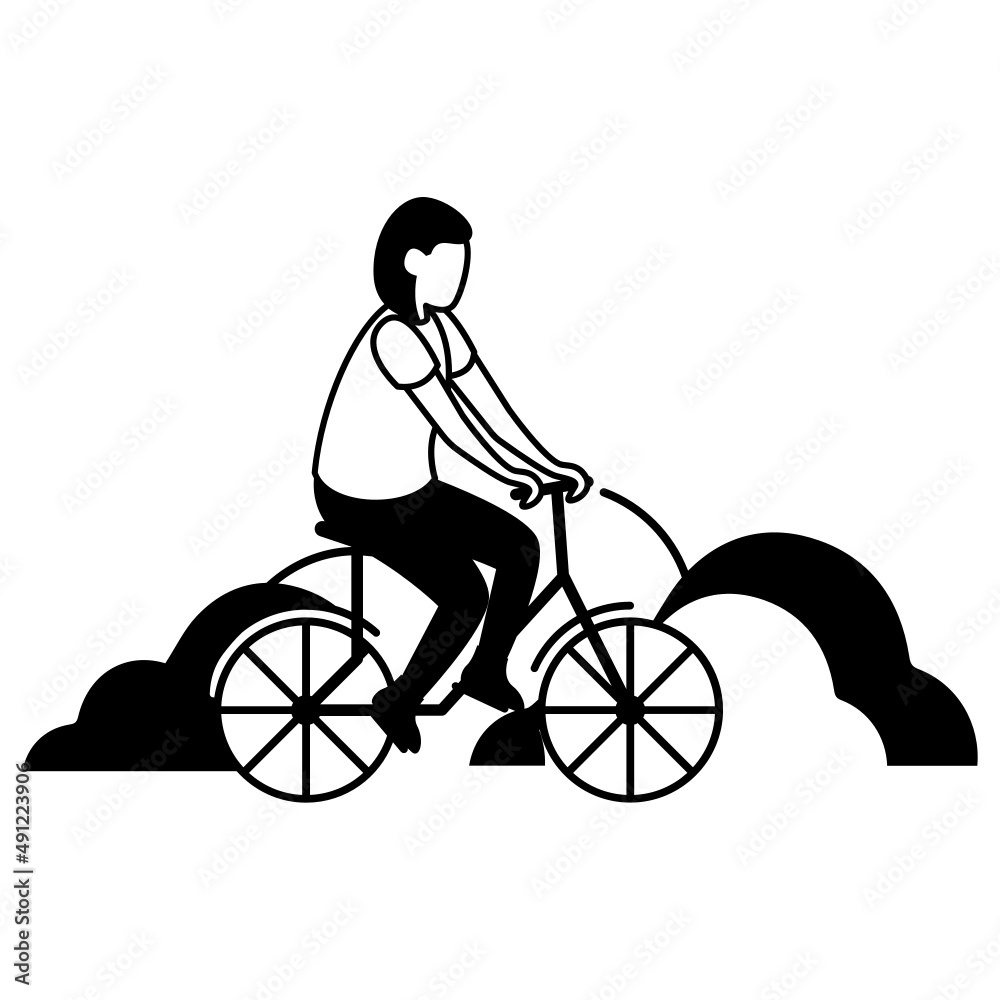 Happy bike rider side view Vector Icon Design, Weekly holidays Activity ...