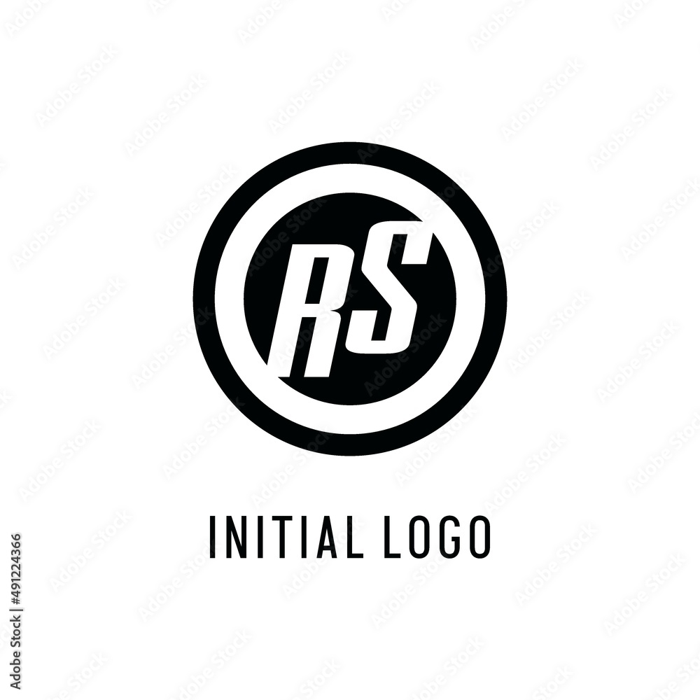 Initial RS logo concentric circle line, clean and simple monogram logo ...