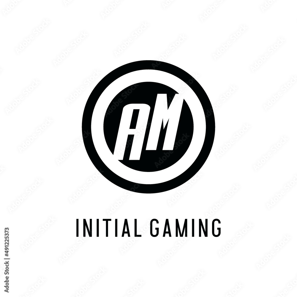 Initial AM logo concentric circle line, clean and simple monogram logo ...