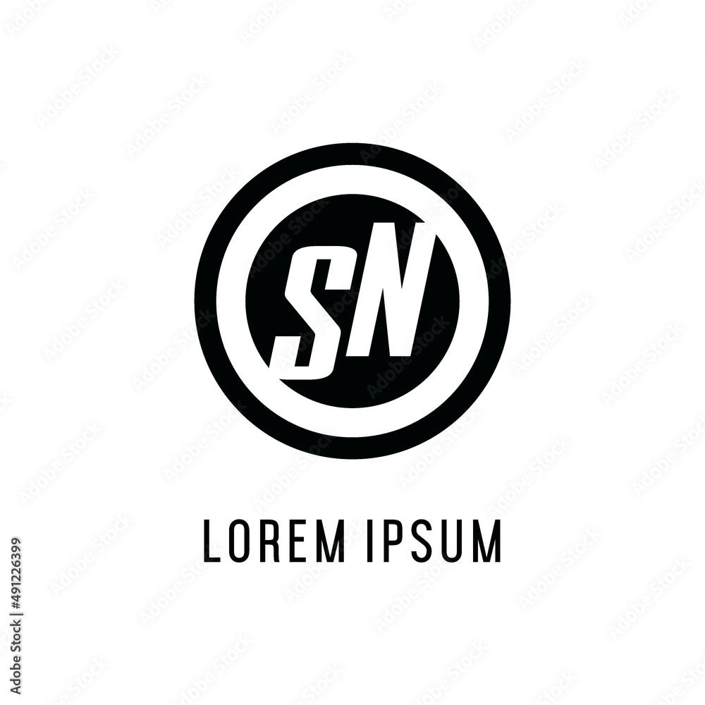Initial SN logo concentric circle line, clean and simple monogram logo style Stock Vector ...