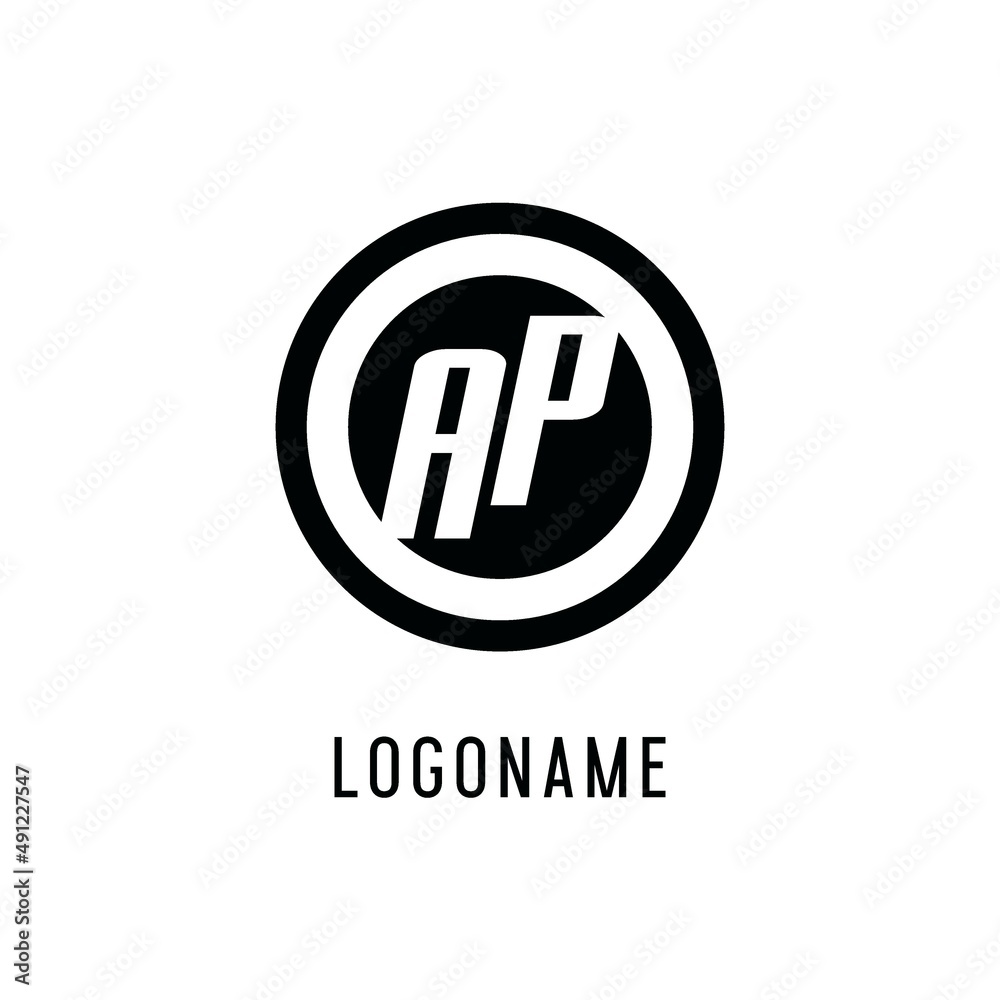 Initial AP logo concentric circle line, clean and simple monogram logo ...