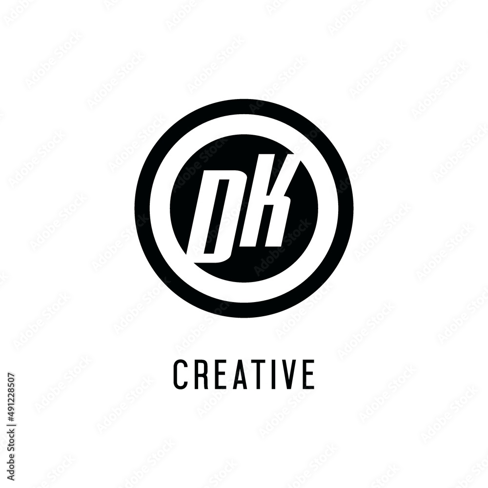 Initial DK logo concentric circle line, clean and simple monogram logo style Stock Vector ...