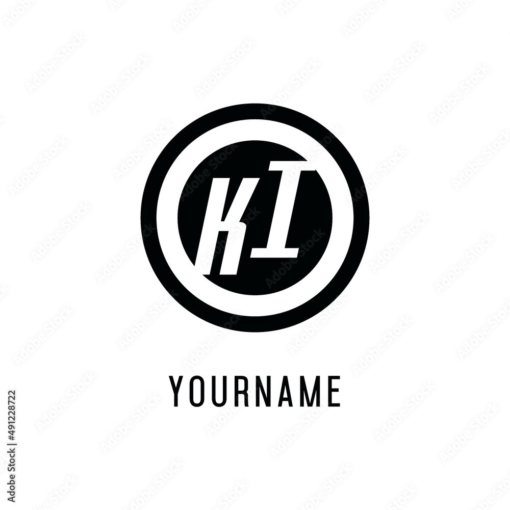 Initial KI logo concentric circle line, clean and simple monogram logo style Stock Vector ...