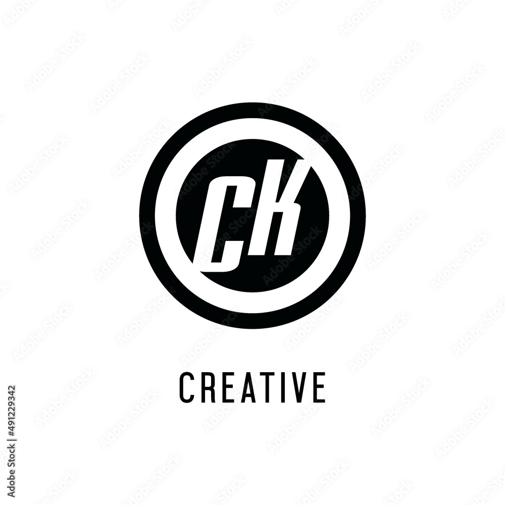Initial CK logo concentric circle line, clean and simple monogram logo style Stock Vector ...