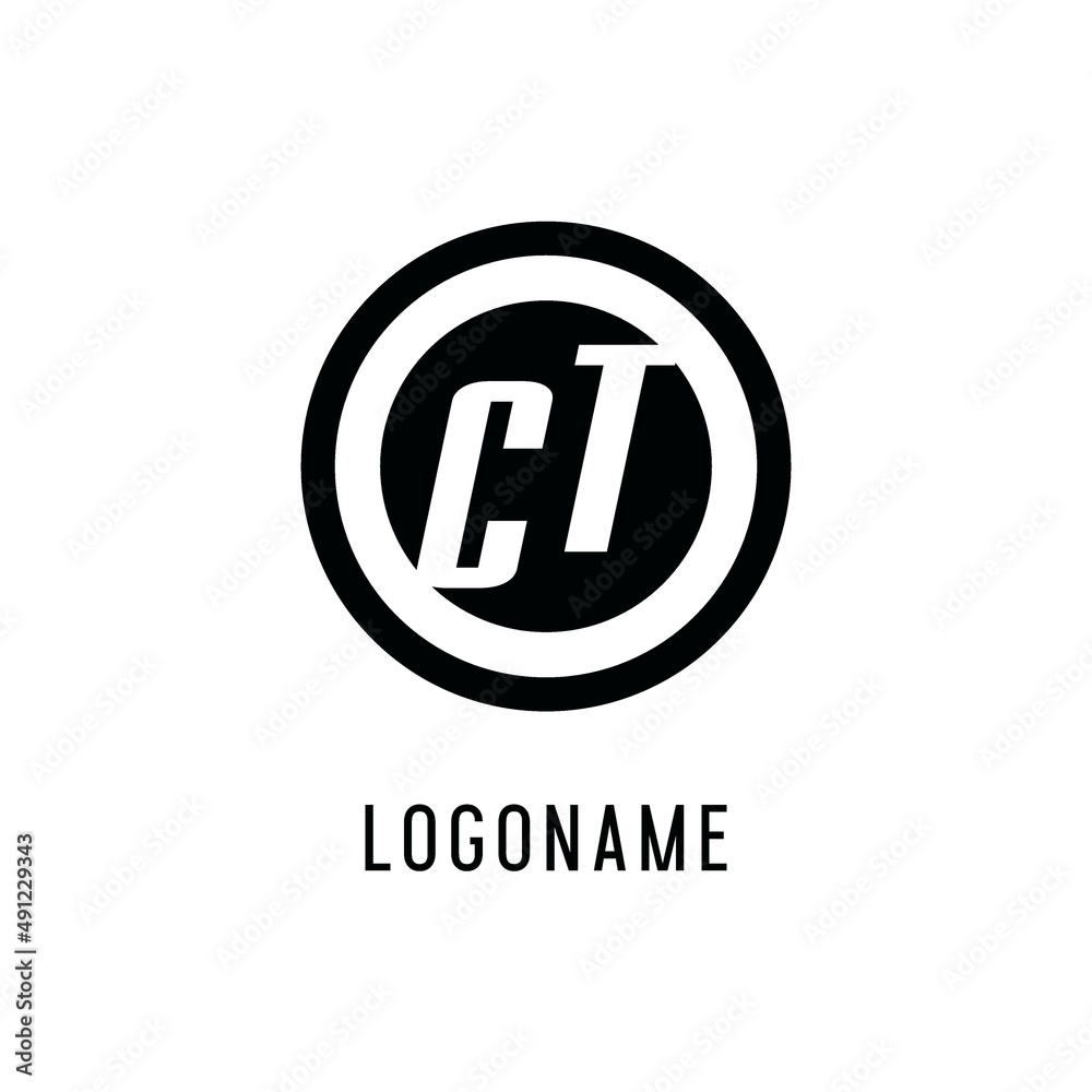 Initial CT logo concentric circle line, clean and simple monogram logo ...