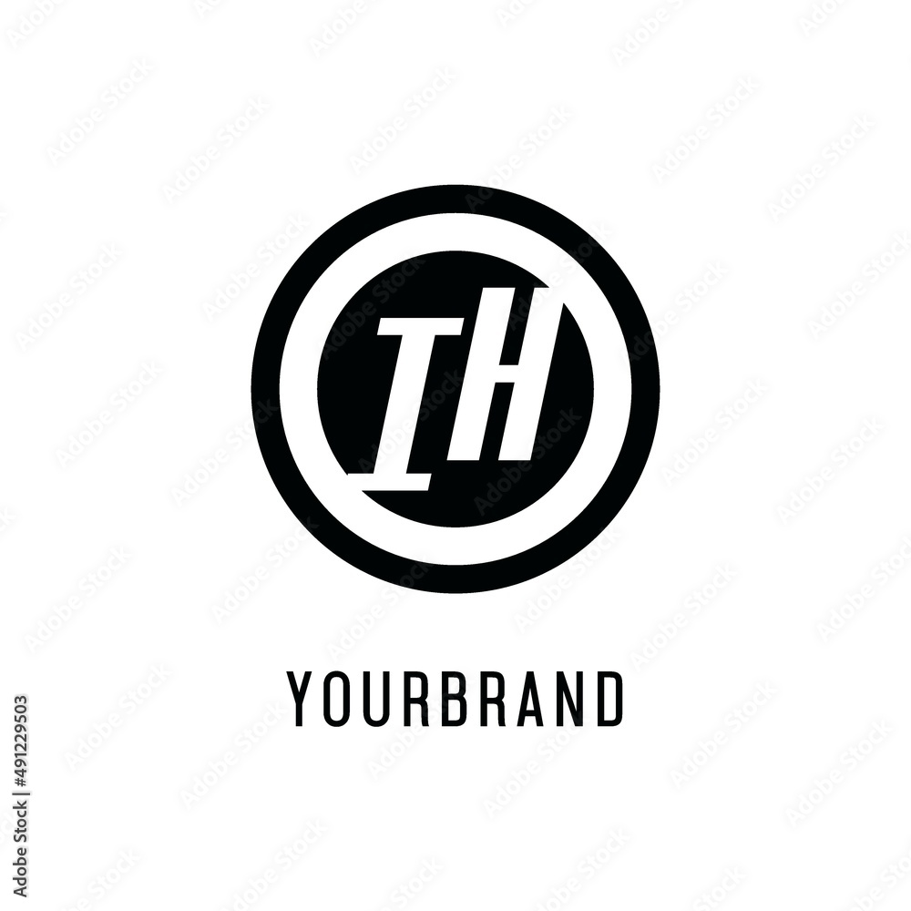 Initial IH logo concentric circle line, clean and simple monogram logo style Stock Vector ...