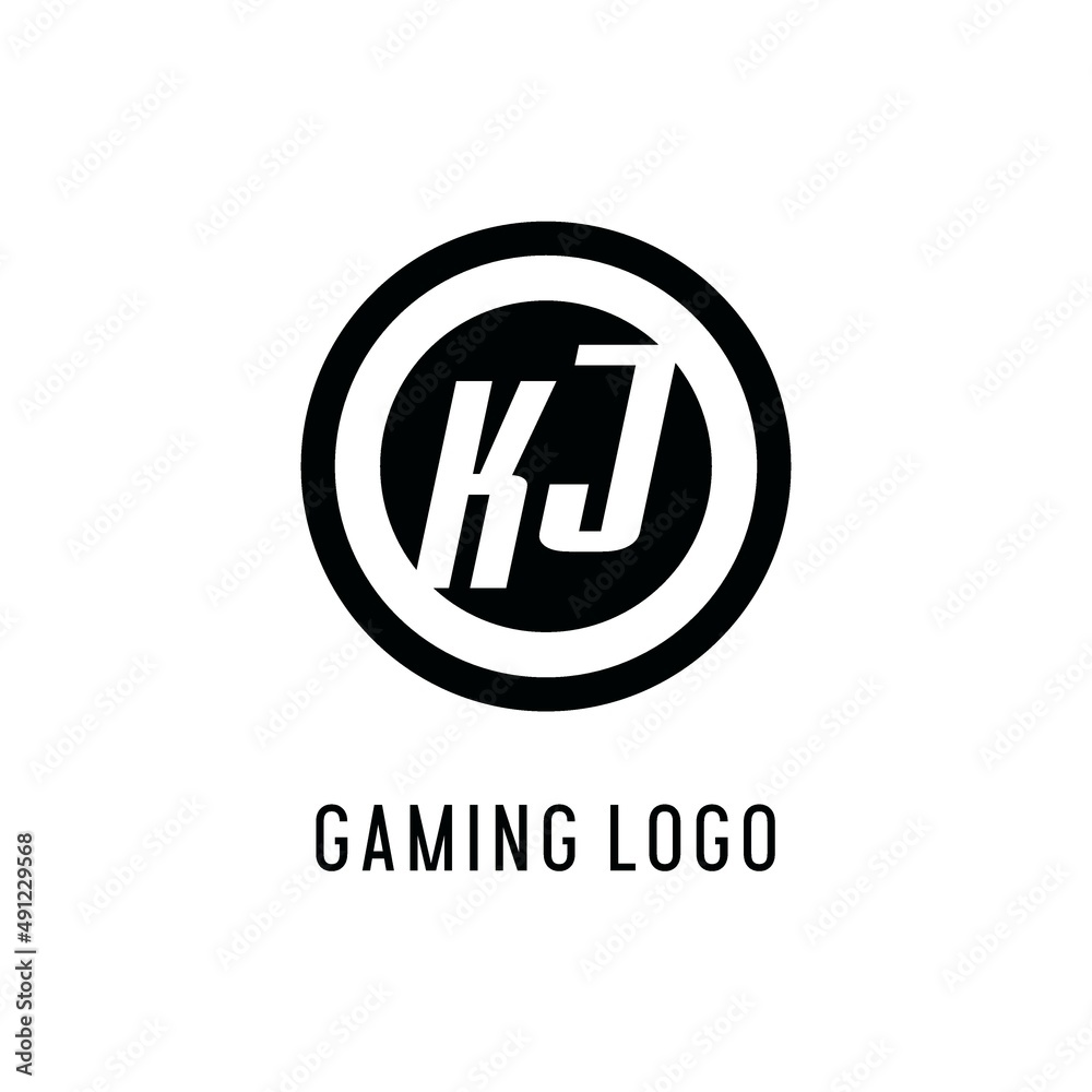 Initial KJ logo concentric circle line, clean and simple monogram logo ...