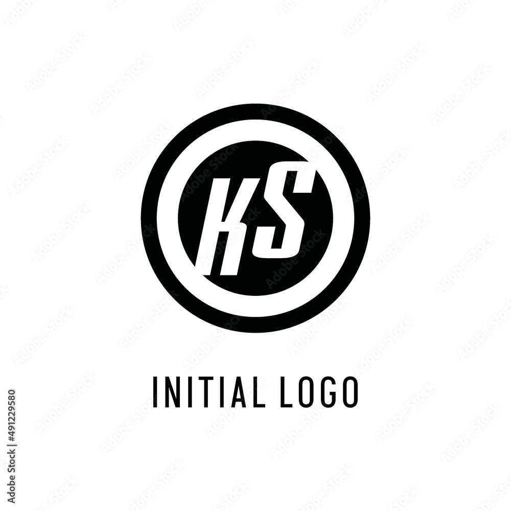 Initial KS logo concentric circle line, clean and simple monogram logo ...