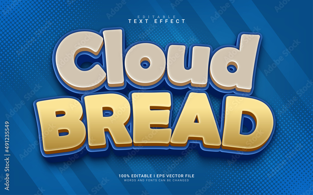 cloud bread cartoon 3d style text effect Stock Vector | Adobe Stock