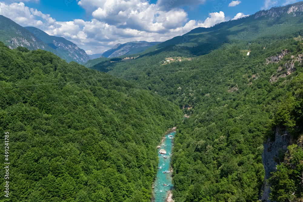 Tara River Canyon or Tara River Gorge located between high mountains ...