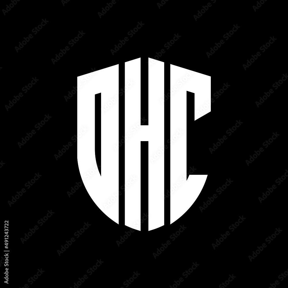 OHC letter logo design. OHC modern letter logo with black background ...