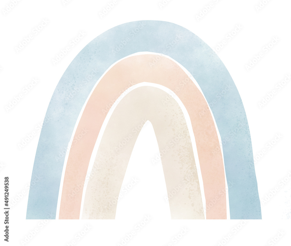 Watercolor Rainbow in doodle style. Hand drawn cute illustration for ...