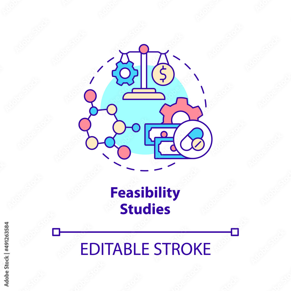 Feasibility studies concept icon. Information analyzing. Type of ...