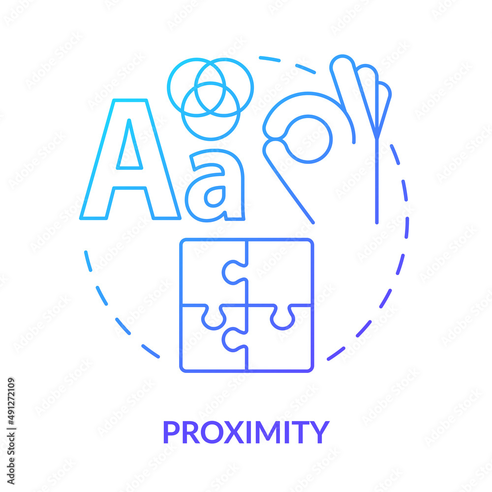 Proximity blue gradient concept icon. Visual content creation work ...