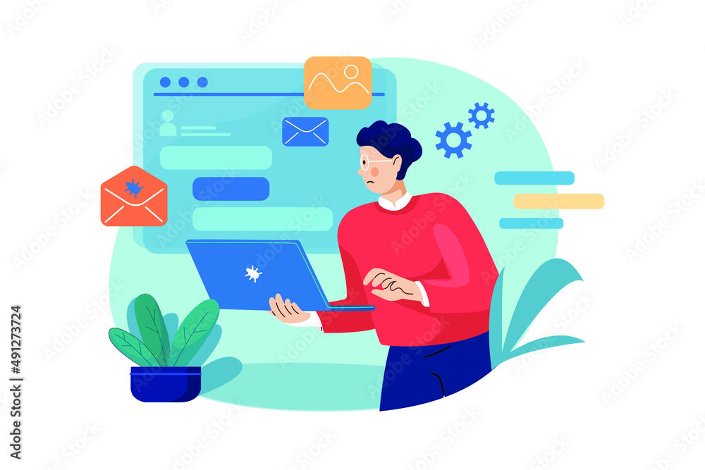 Email Phishing Attack illustration concept Stock Vector | Adobe Stock