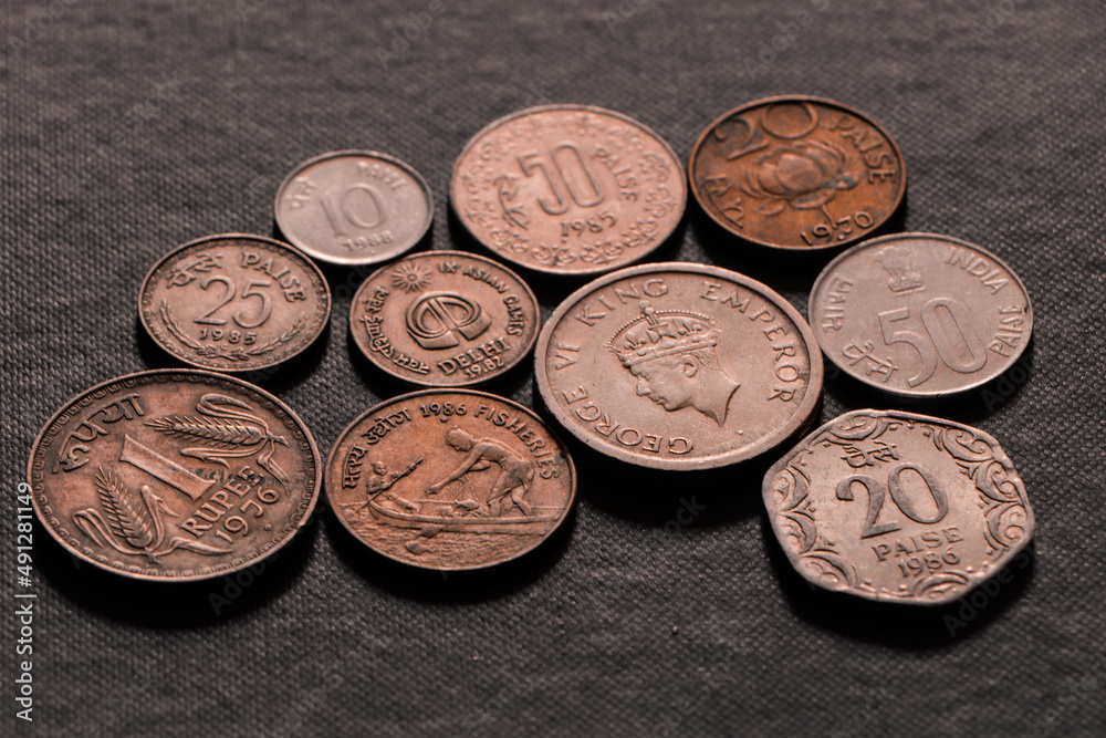 old Indian coins Stock Photo | Adobe Stock