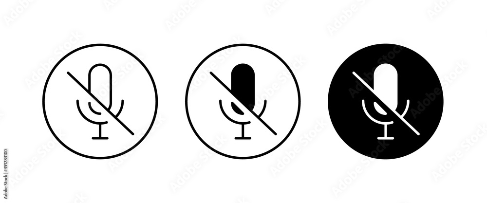 No Microphone sign. Microphone forbidden icons button, vector, sign ...