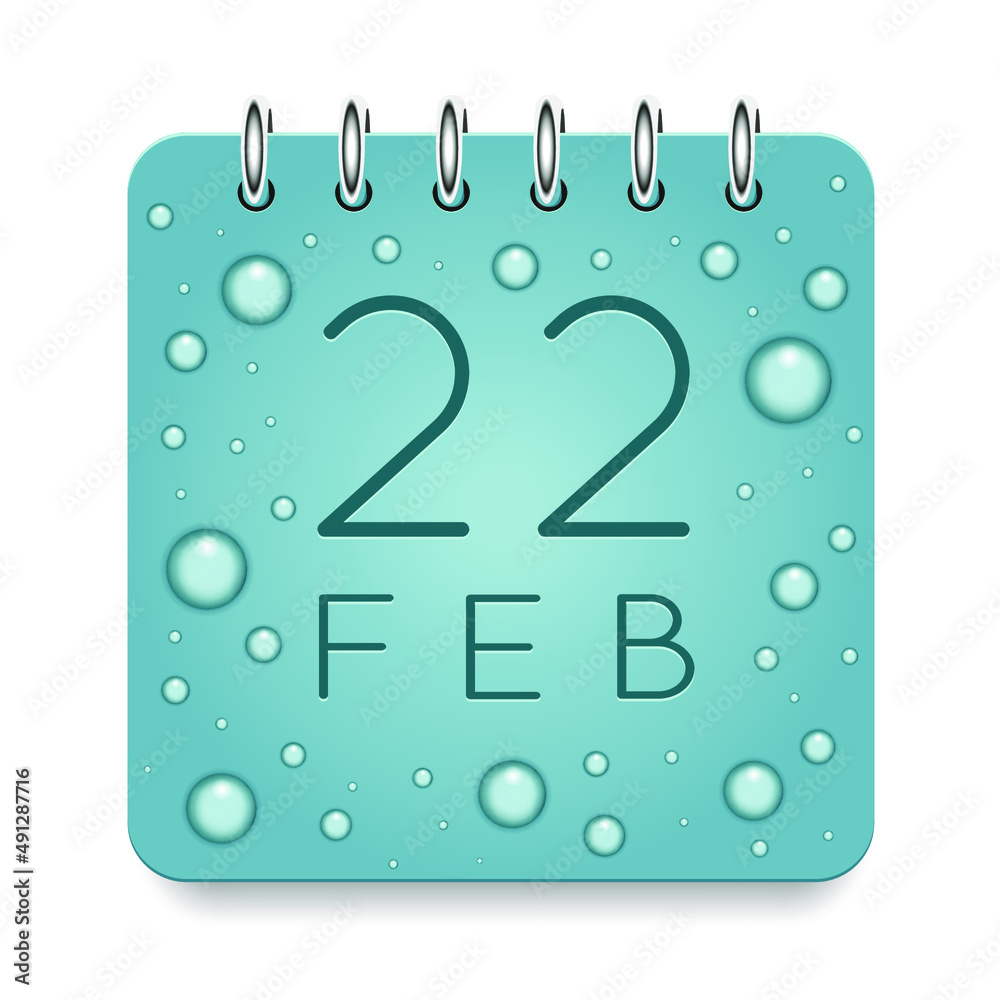 22 day of month. February. Calendar daily icon. Date day week Sunday ...