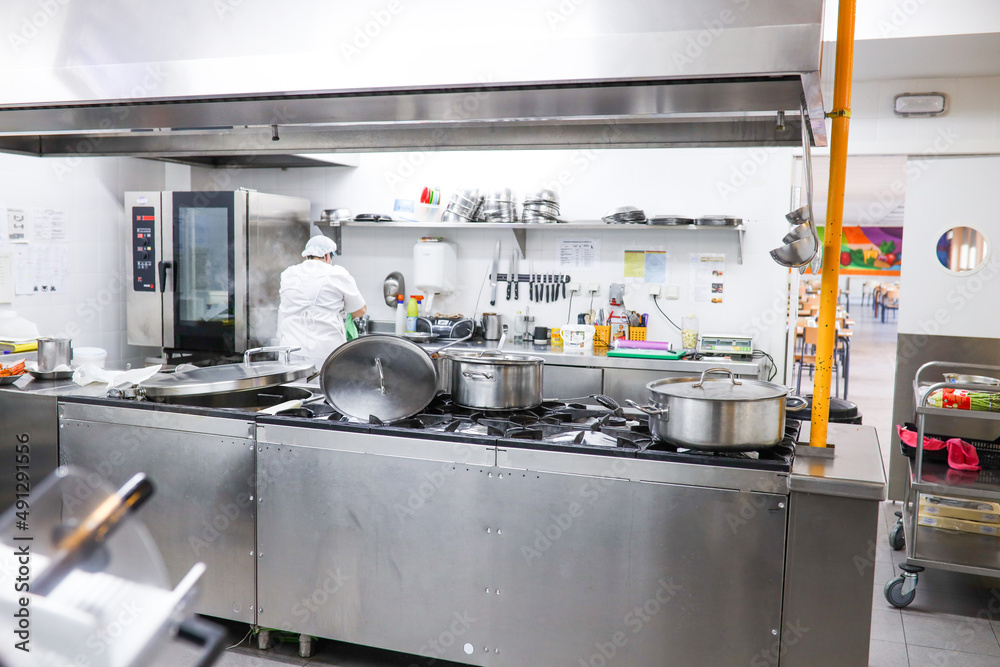 Photo & Art Print school kitchen in the middle of preparing the menu ...