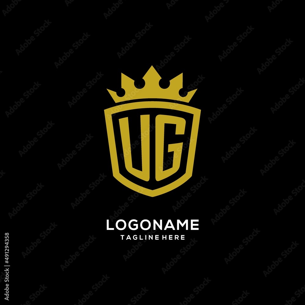 Initial UG logo shield crown style, luxury elegant monogram logo design ...
