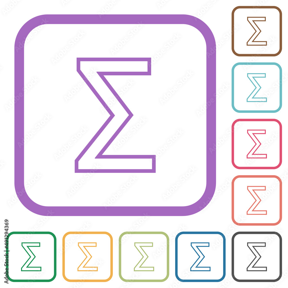 Sum symbol outline simple icons Stock Vector | Adobe Stock