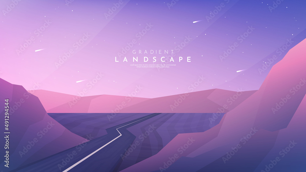 Vector illustration. Journey concept. Background with perspective ...
