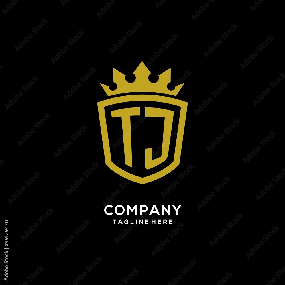 Initial TJ logo shield crown style, luxury elegant monogram logo design Stock Vector | Adobe Stock